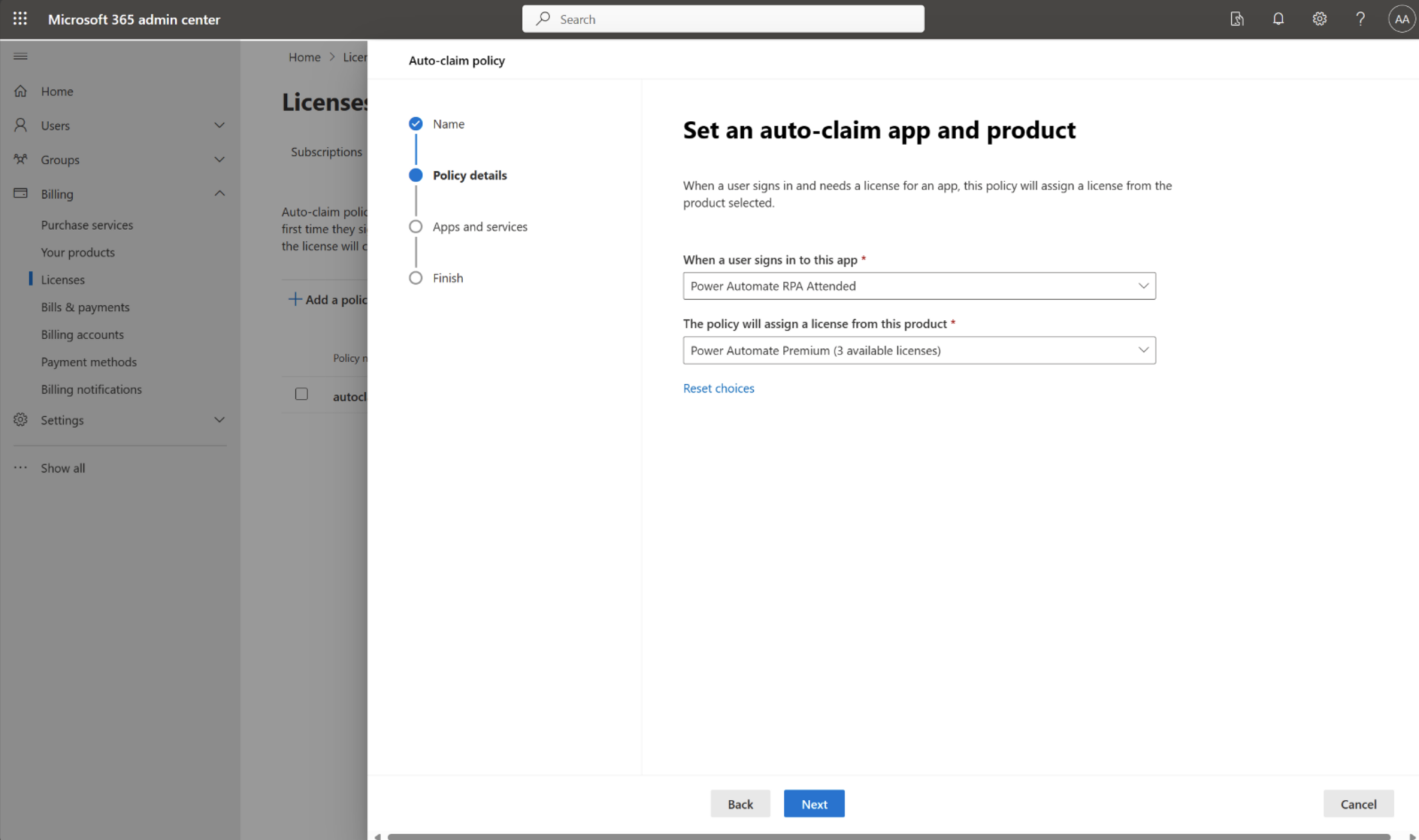 Microsoft Power Automate: License auto-claim