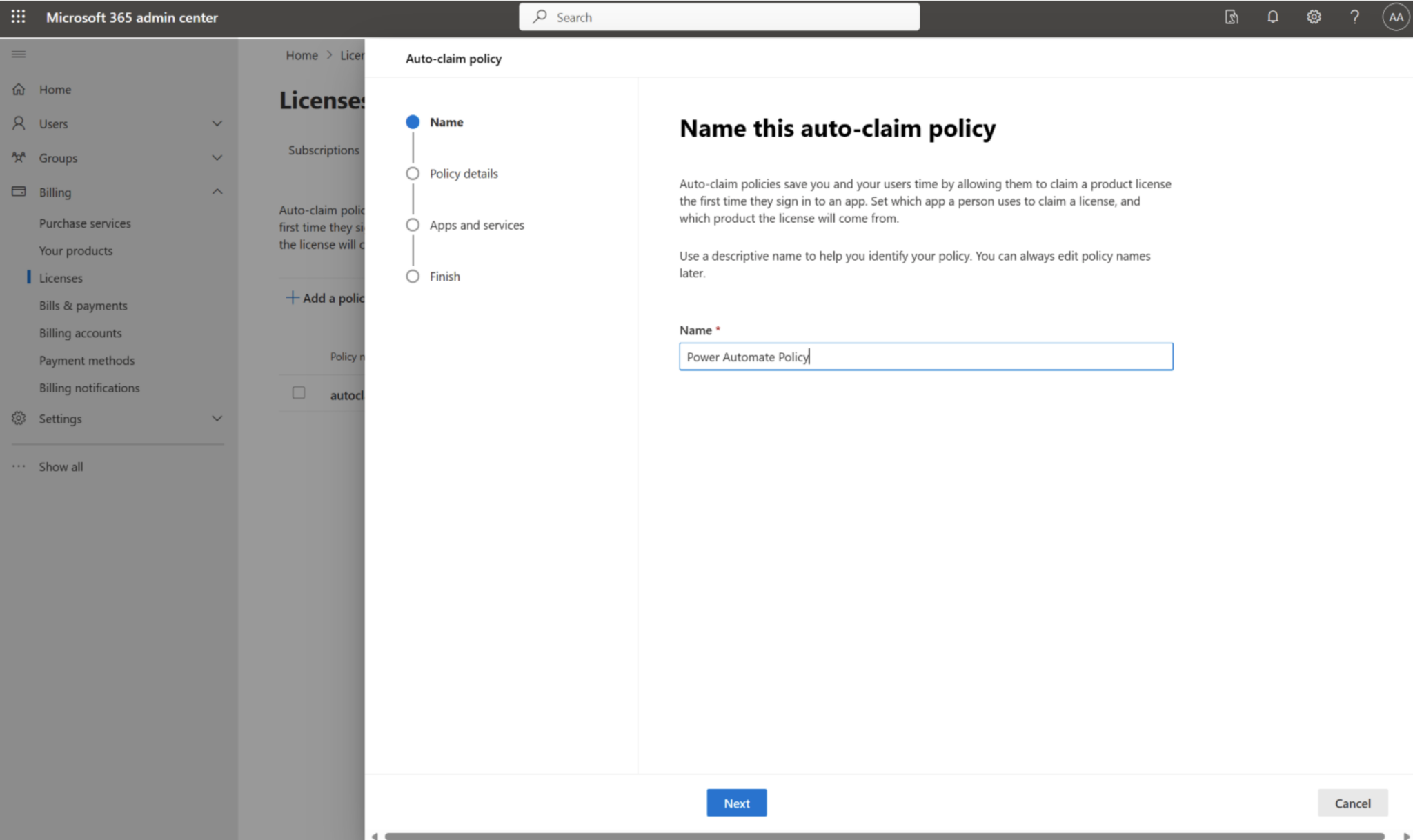 Microsoft Power Automate: License auto-claim